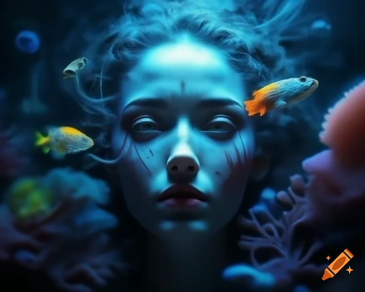 Hyper-realistic abstract art of fish and coral in extreme detail on Craiyon