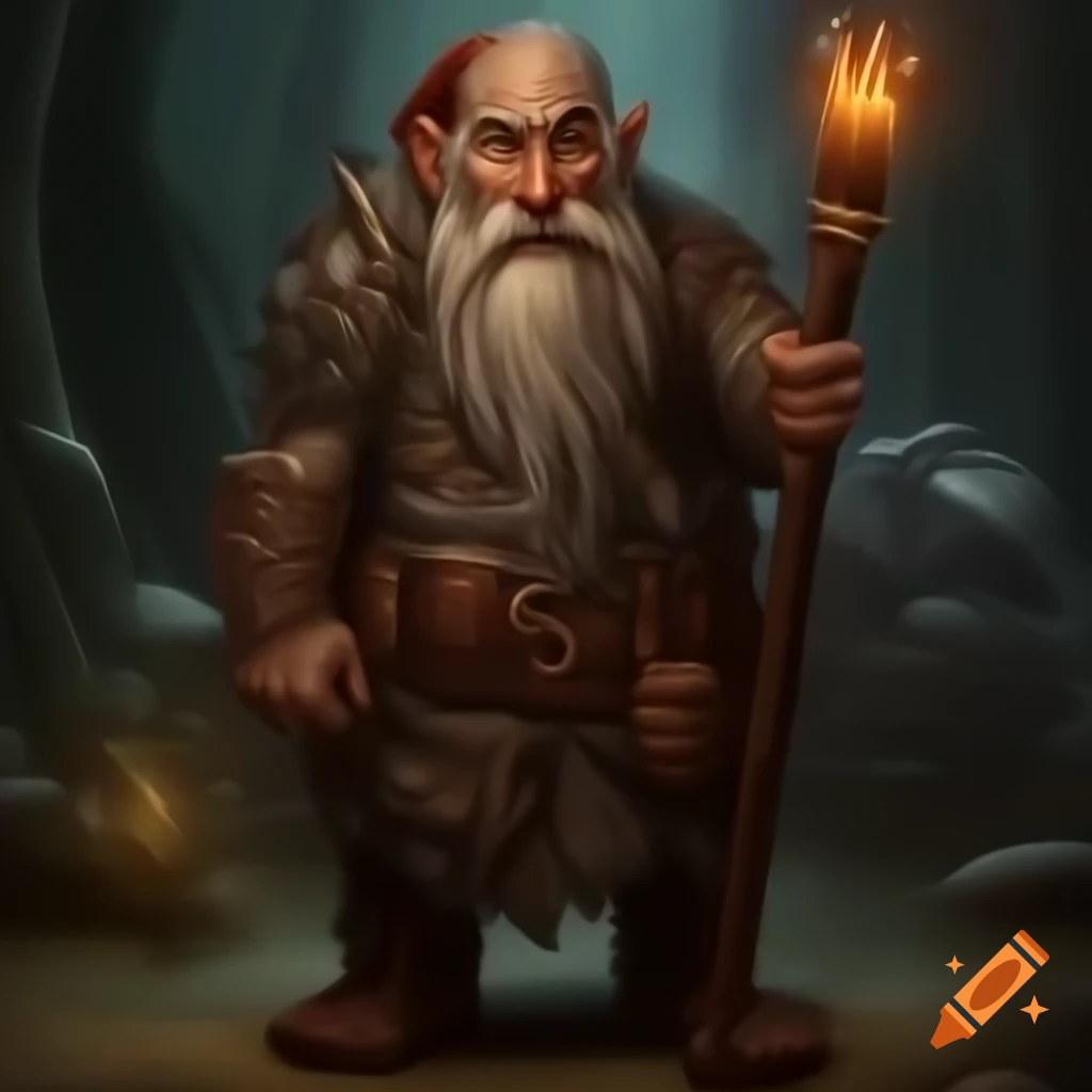Druid dwarf character inspired by david and goliath for d&d game on Craiyon