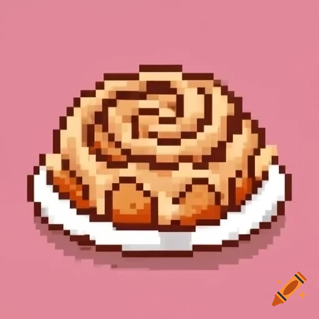 Pixel art cinnamon roll with delicious glaze on Craiyon