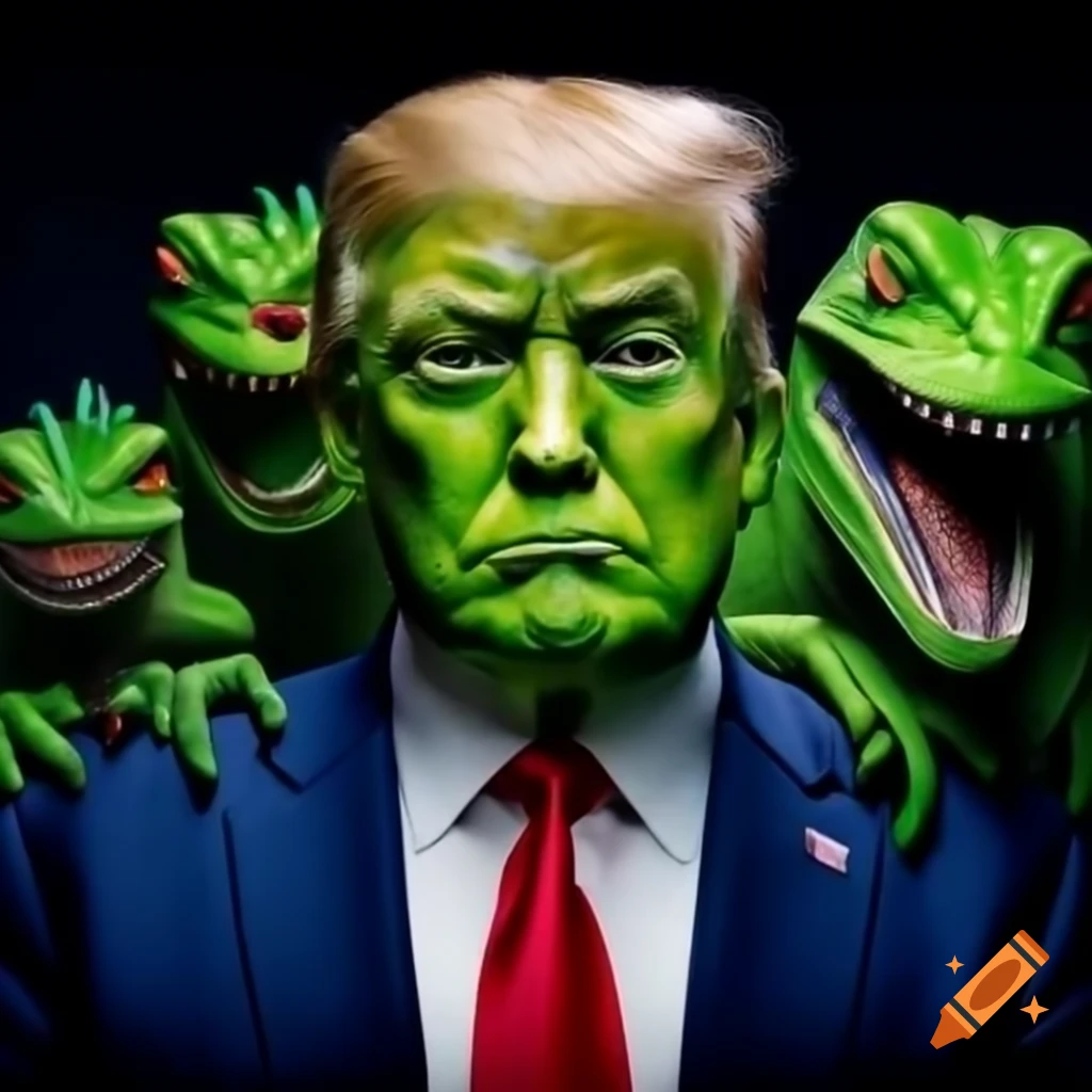 Character resembling Donald Trump with reptilian features inspired by ...
