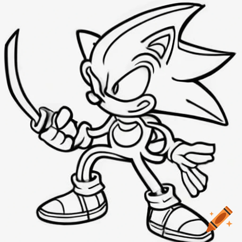 Ninja Sonic the Hedgehog coloring page for kids on Craiyon