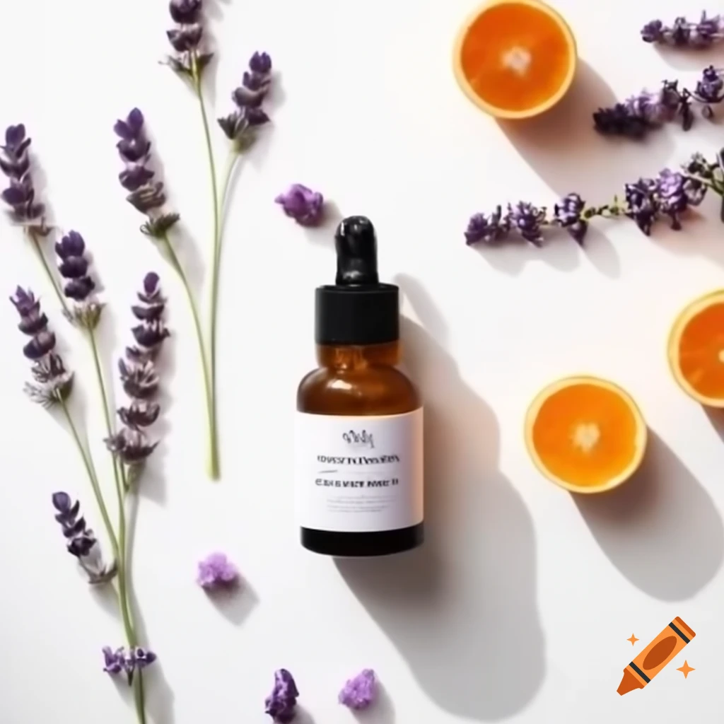 Brown essential oil bottle labeled inari on a white background with ...