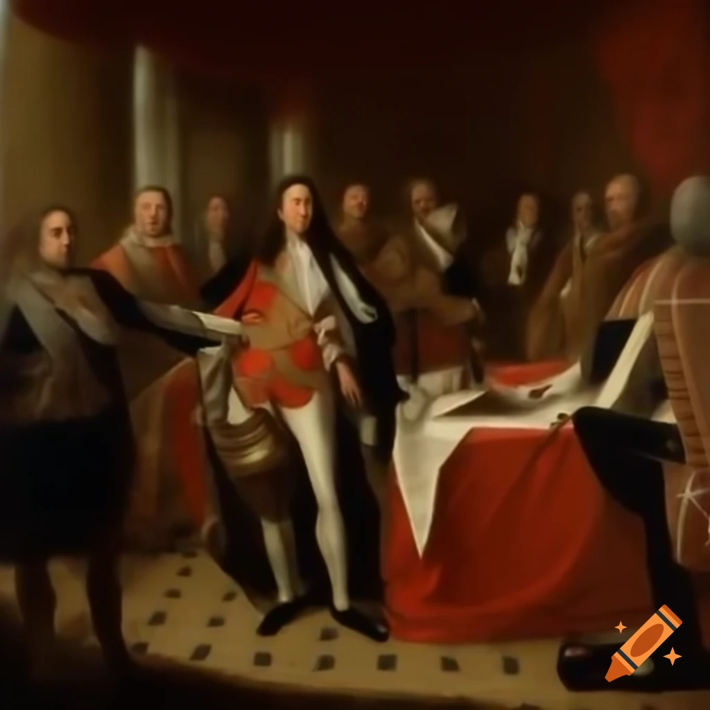 17th century painting of King James II dedicating to Dominion of New ...