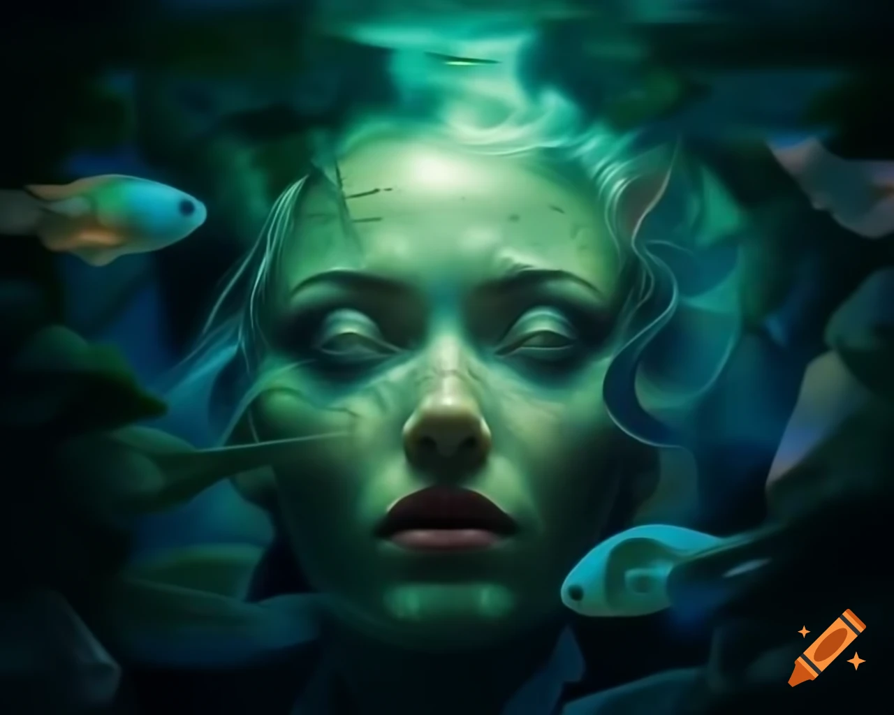 Hyper-realistic abstract art featuring fish and coral in extreme detail ...