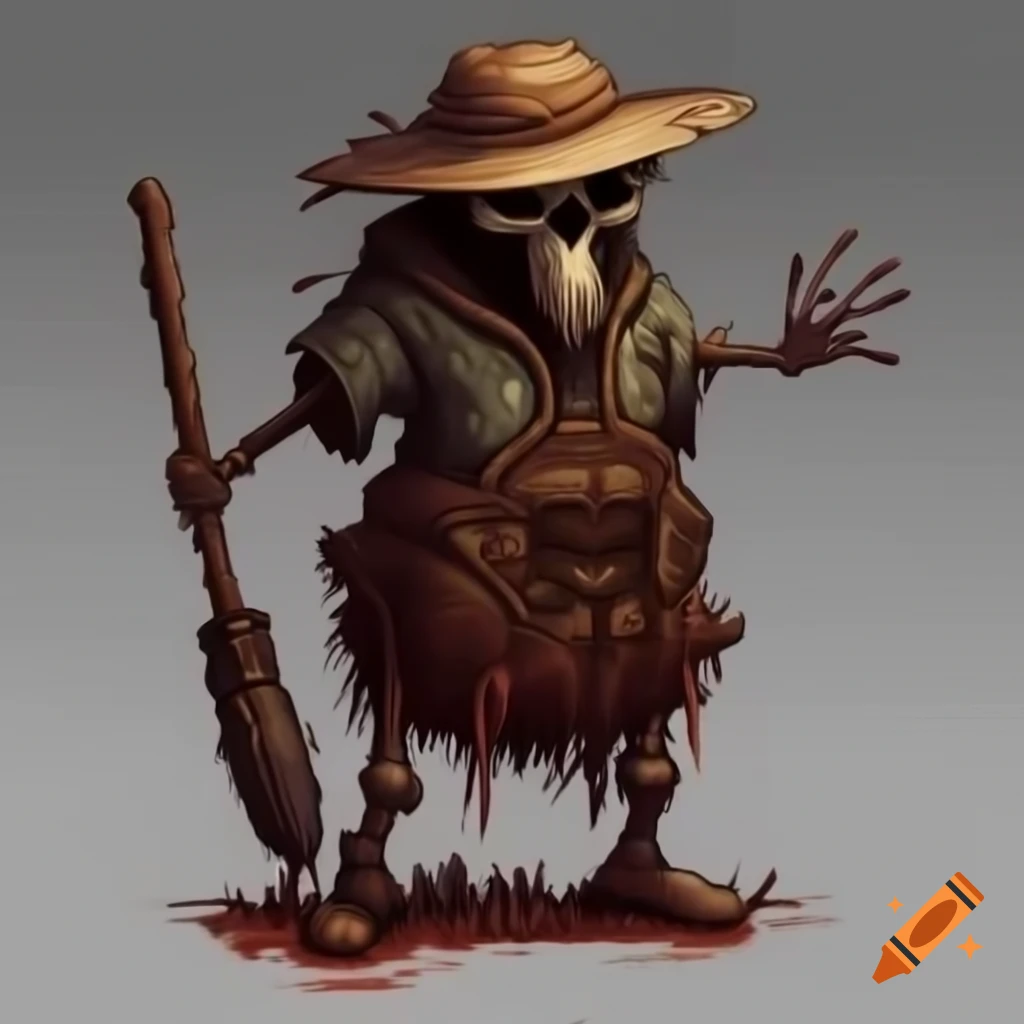 Grotesque skeleton farmer in dark fantasy pixel art style on Craiyon