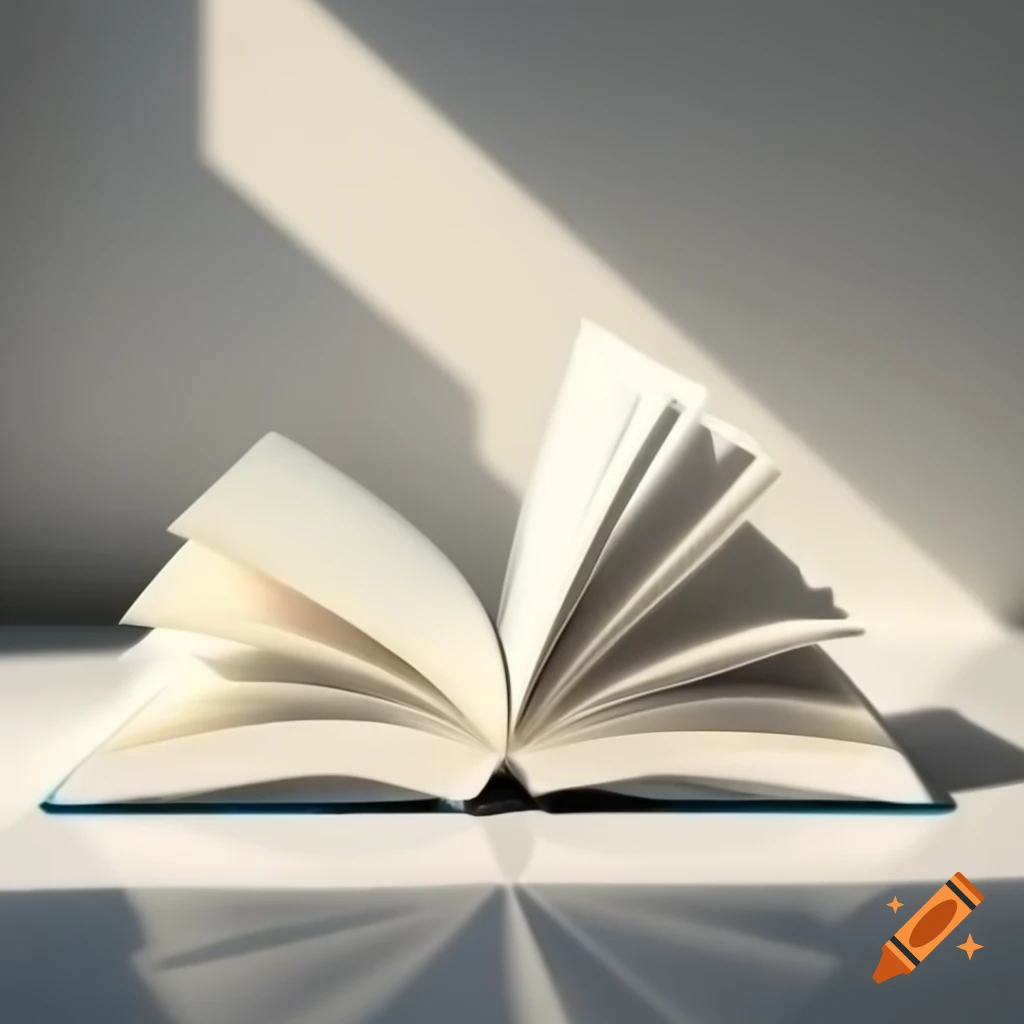 Modern open book with blank pages on minimalist surface on Craiyon