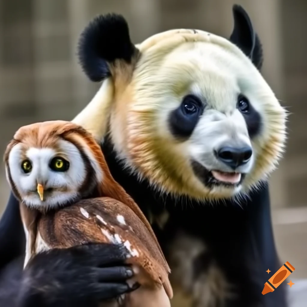 Panda and owl enjoying a relaxing spa treatment together on Craiyon