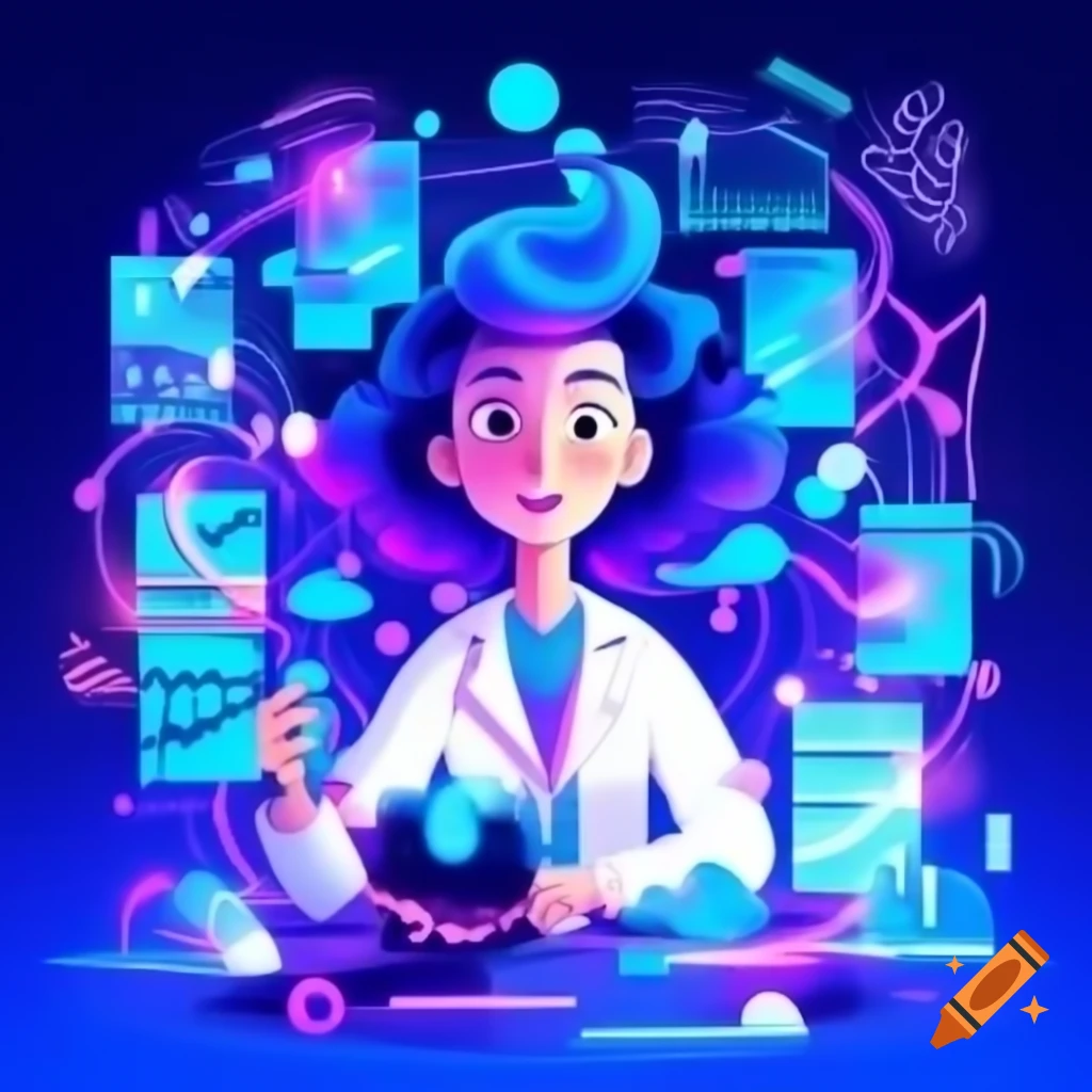 Young data scientist with anime-style hair analyzing datasets ...