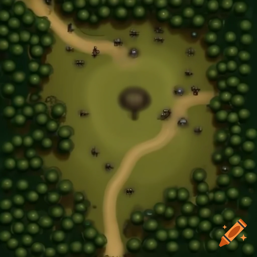 DnD map design for encampment in the woods on Craiyon
