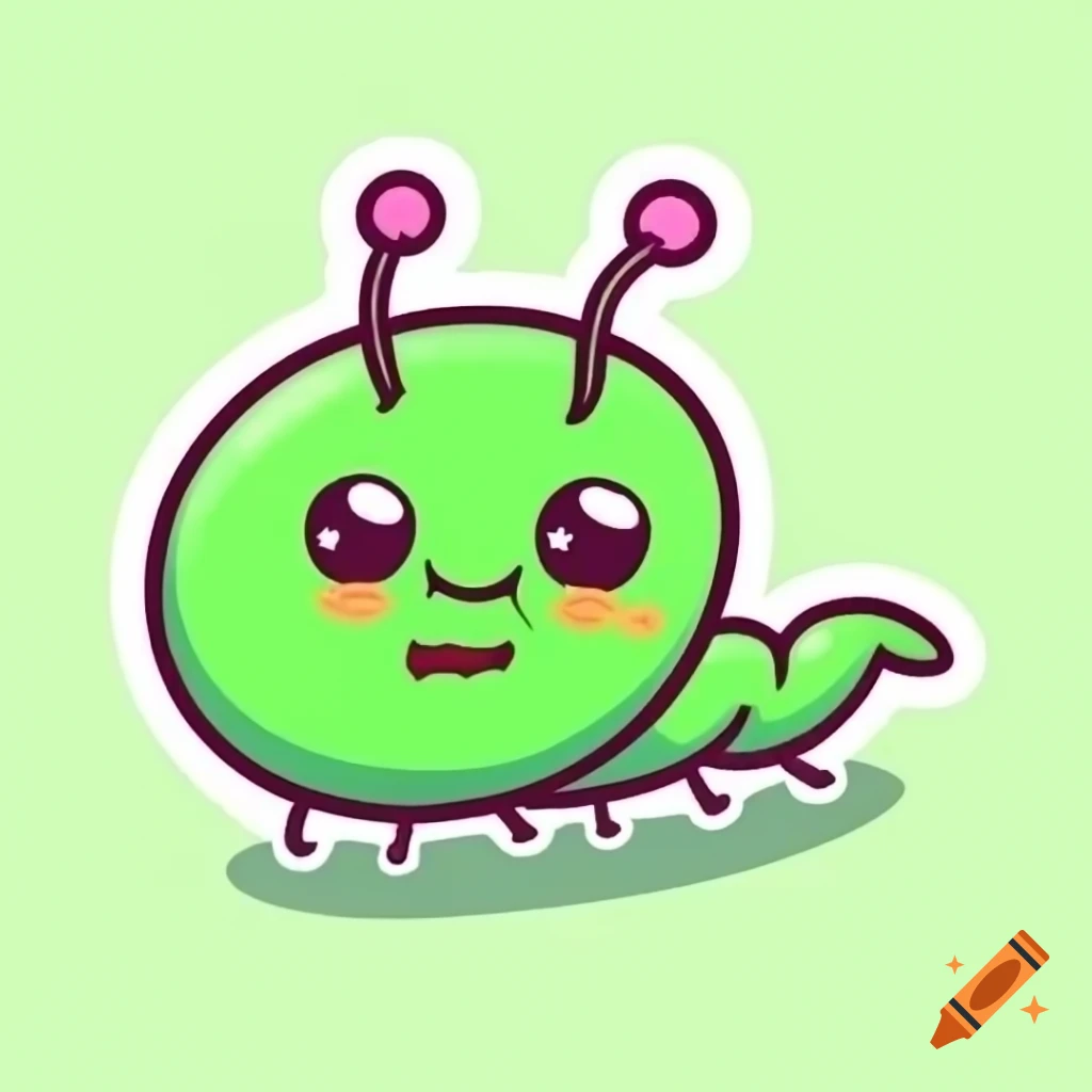 Cute cartoon worm sticker design on Craiyon
