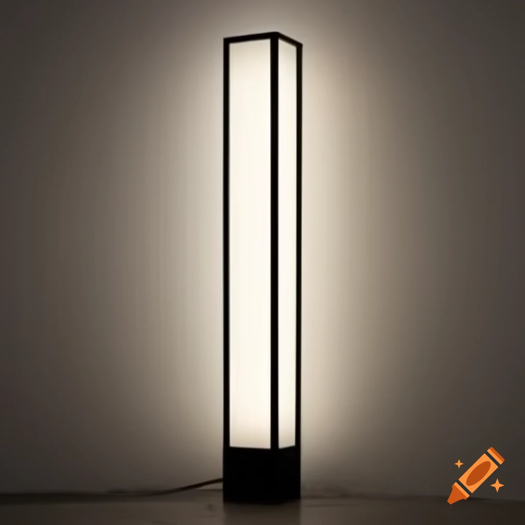 Modern LED floor lamp with elegant design and rectangular base on Craiyon
