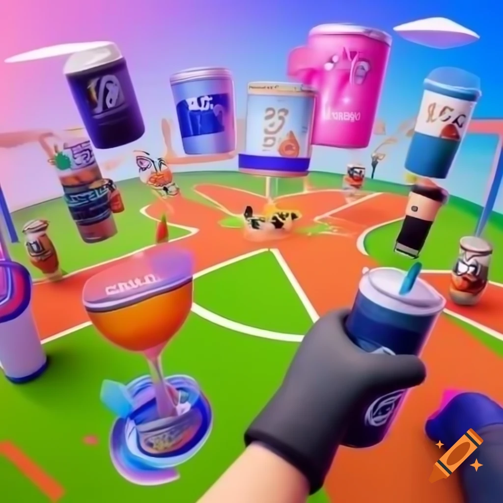 Athletic stylized roblox world with sports drinks on Craiyon