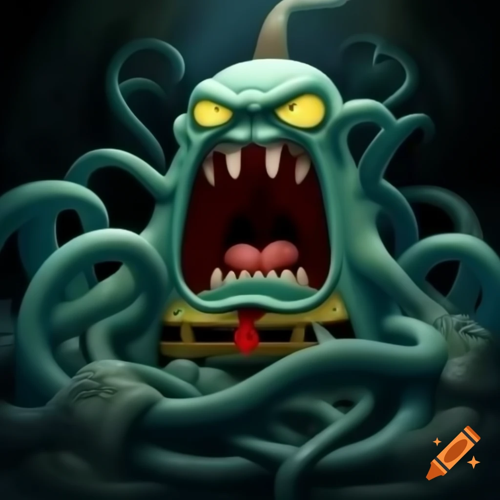 SpongeBob SquarePants reimagined in Tim Burton gothic style on Craiyon
