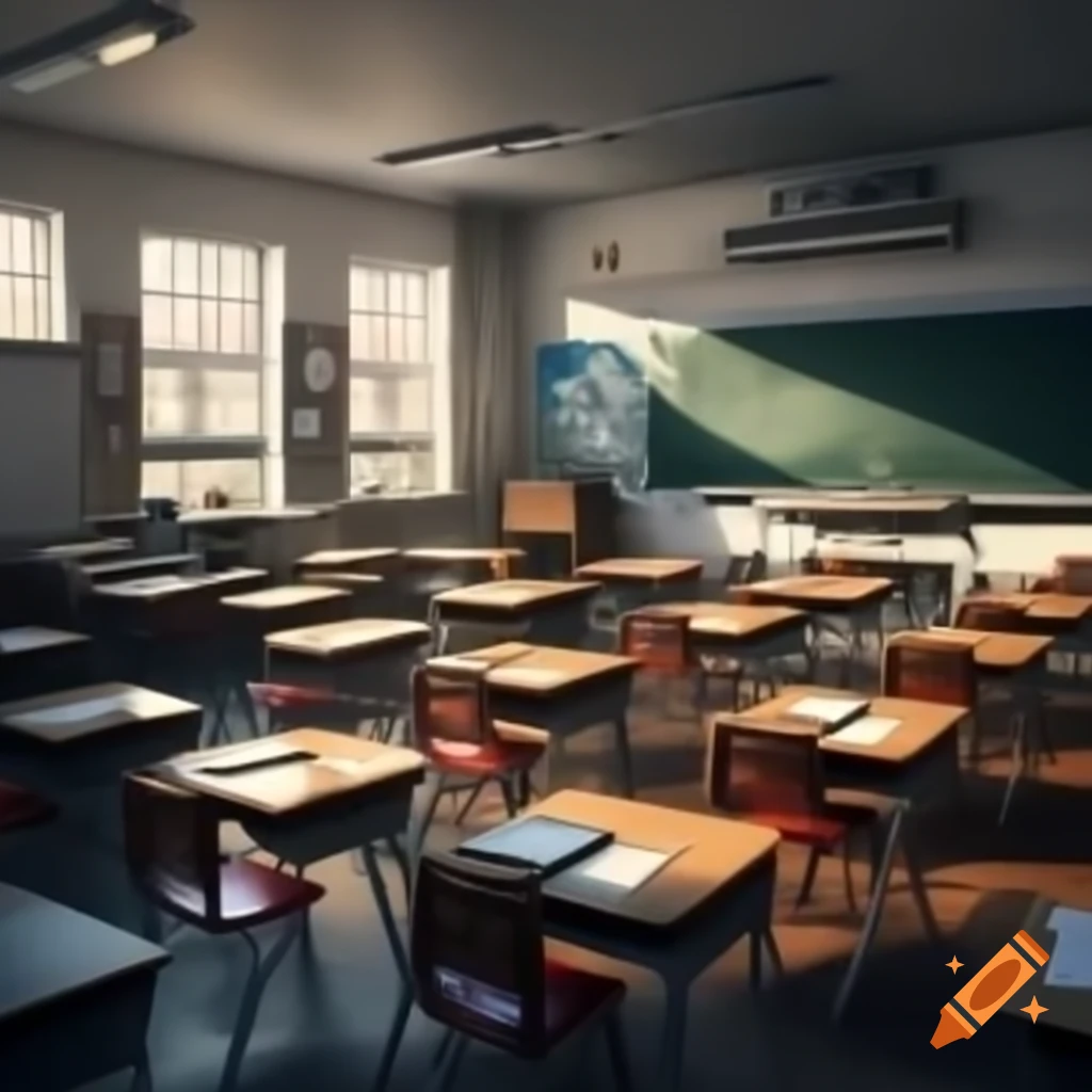 Description of a fully-equipped dream classroom on Craiyon