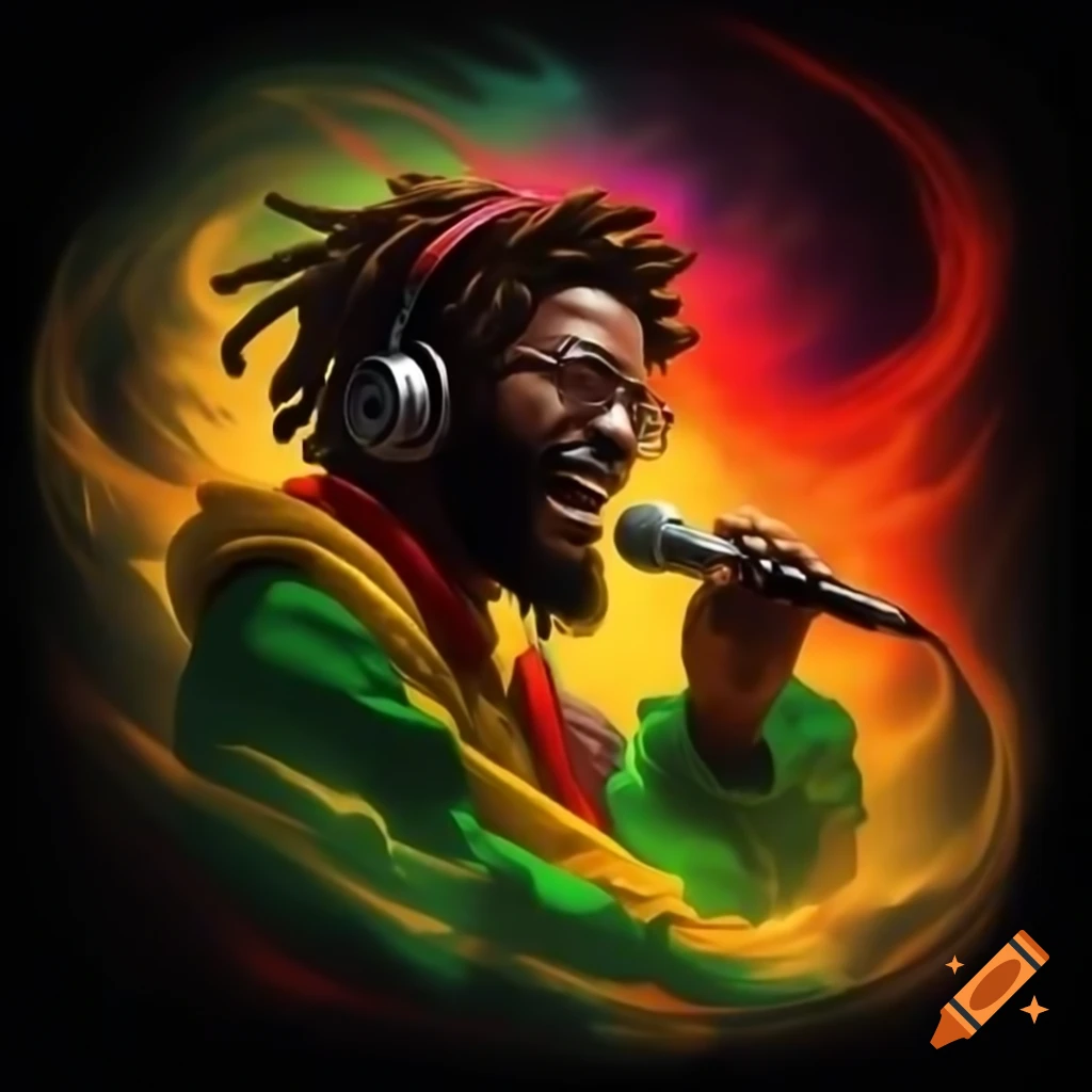 Rastafarians and skinheads dancing to reggae music with stars and ...