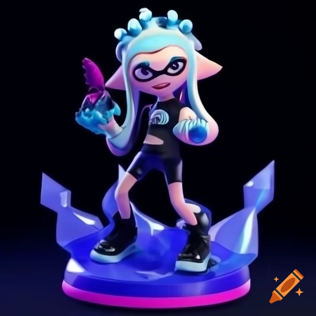 Small figure with circular transparent base featuring blue to purple ...