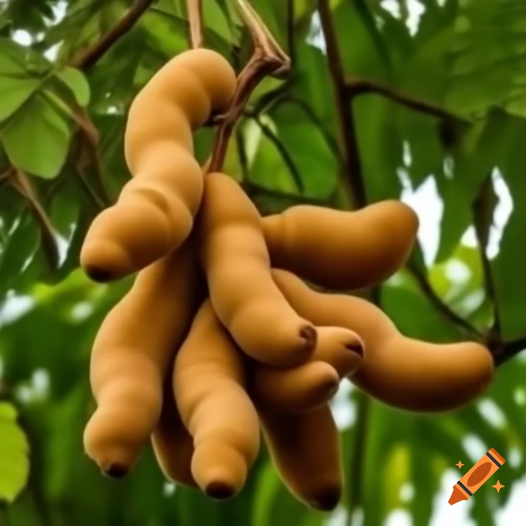 Group of monkeys eating tamarind fruits under a large Indian tamarind ...
