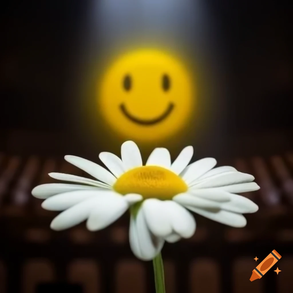 Cheerful chamomile flower with sunny smile and logo design for ...