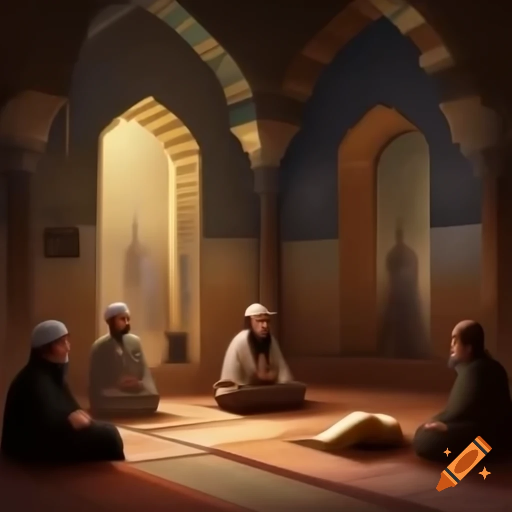 Quranic gathering in mosque with men and women sitting separately on ...