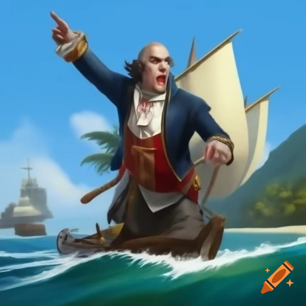 17th century priest with phantom mask and faceless pirate captain on ...