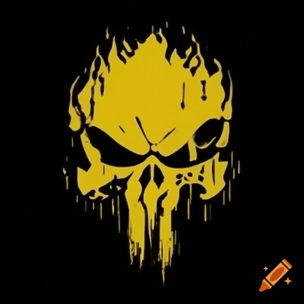 Yellow death logo featuring a gun design on Craiyon