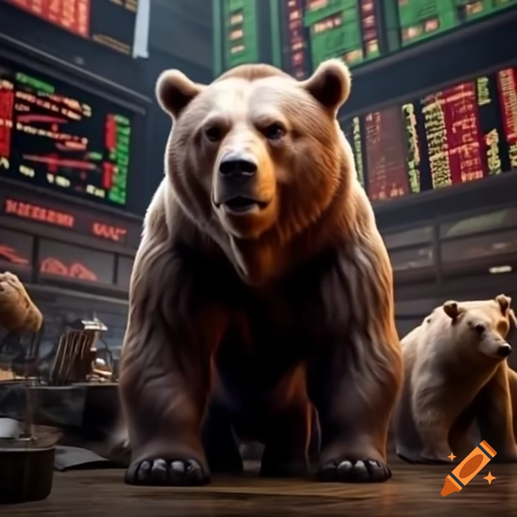 Bear overpowering bull in stock market showdown on Craiyon