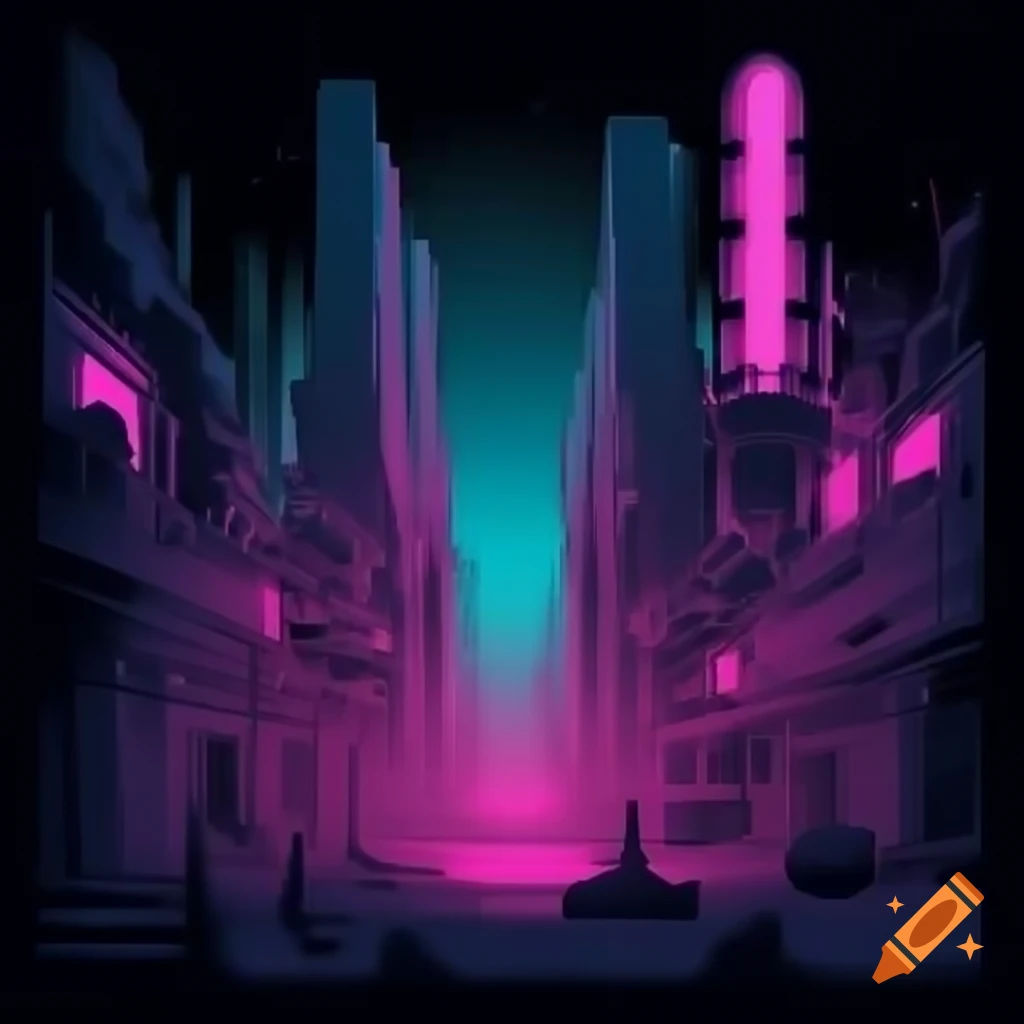 Cyberpunk post-apocalyptic city with neon lights and futuristic ...