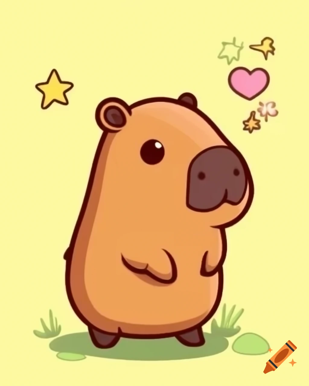 Kawaii chibi capybara with adorable background on Craiyon