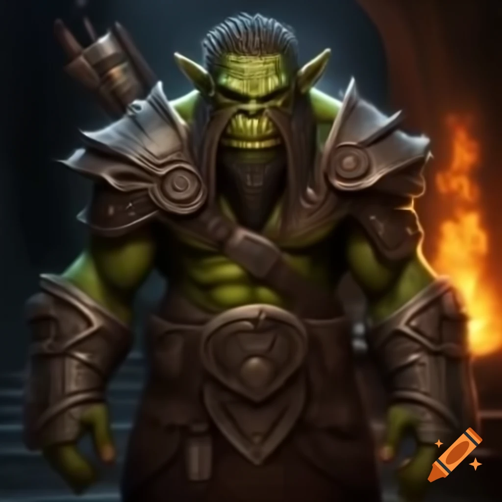 Fantasy orc fire mage character on Craiyon