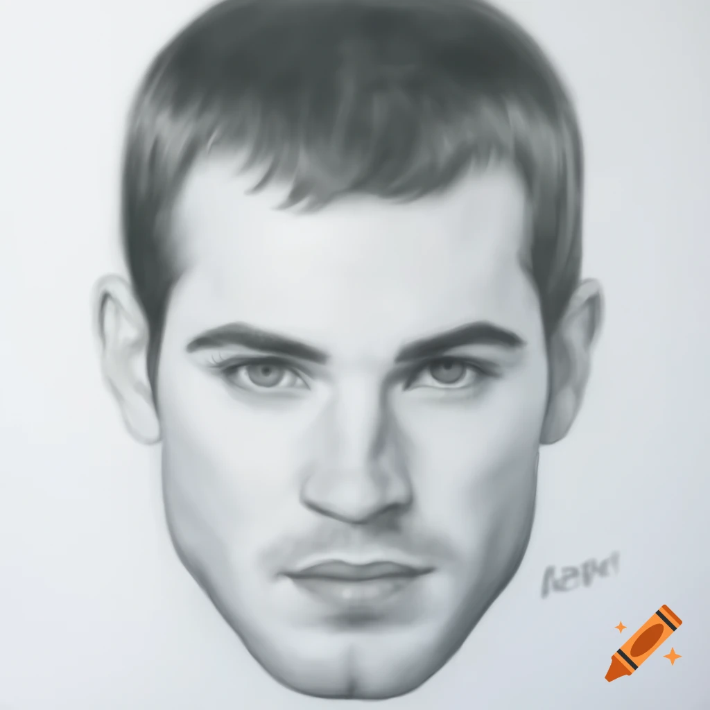 Realistic pencil sketch of a man with calm expression and strong facial ...