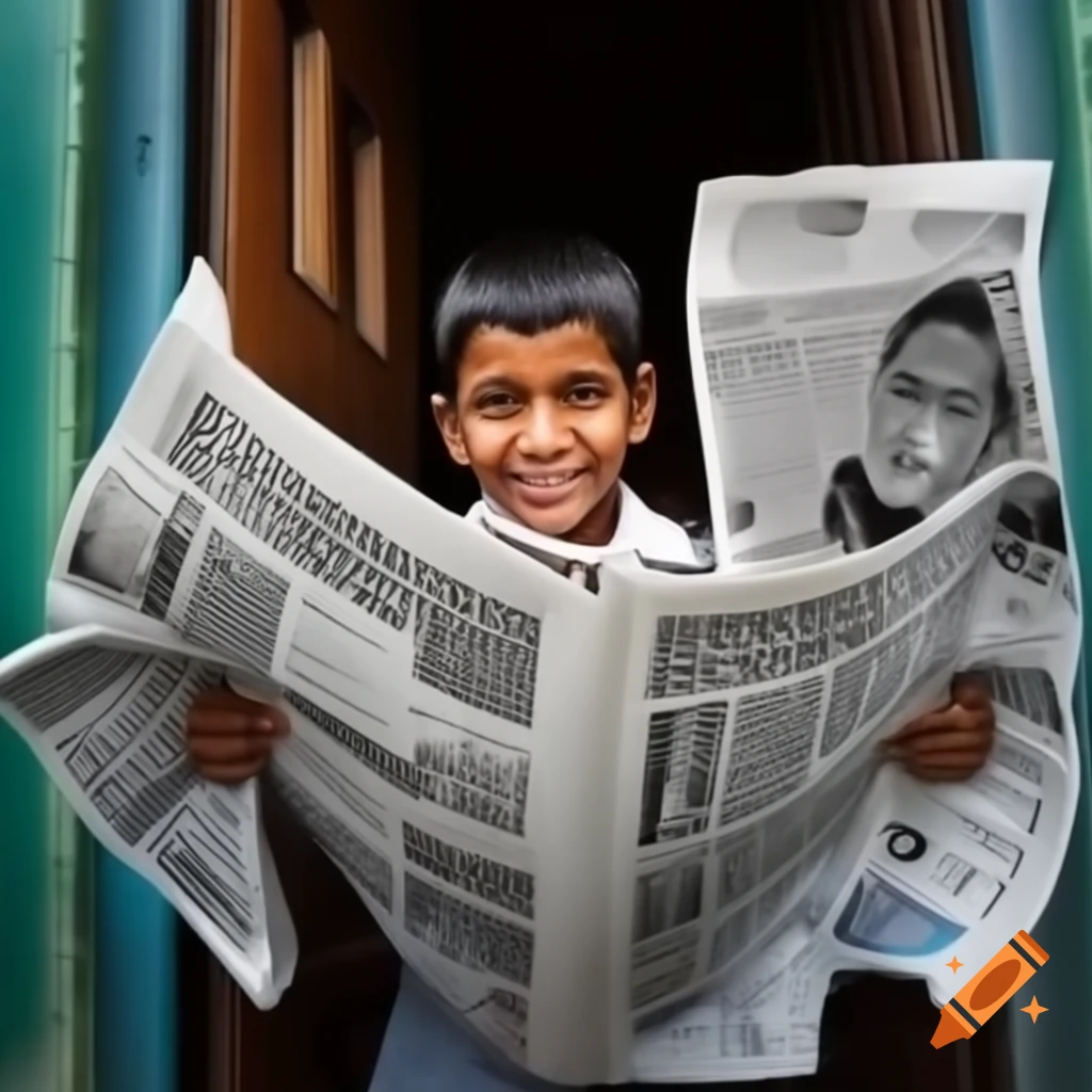 Boy holding entrance exam poster with excitement on Craiyon