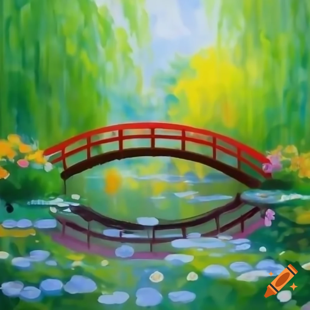 Impressionist garden inspired by claude monet featuring tranquil pond ...