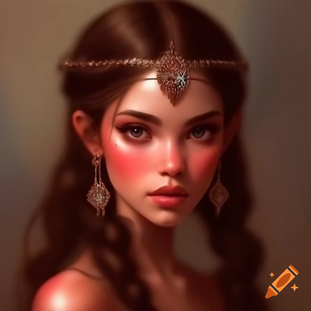 Bright queen in elegant dress with long hair on Craiyon