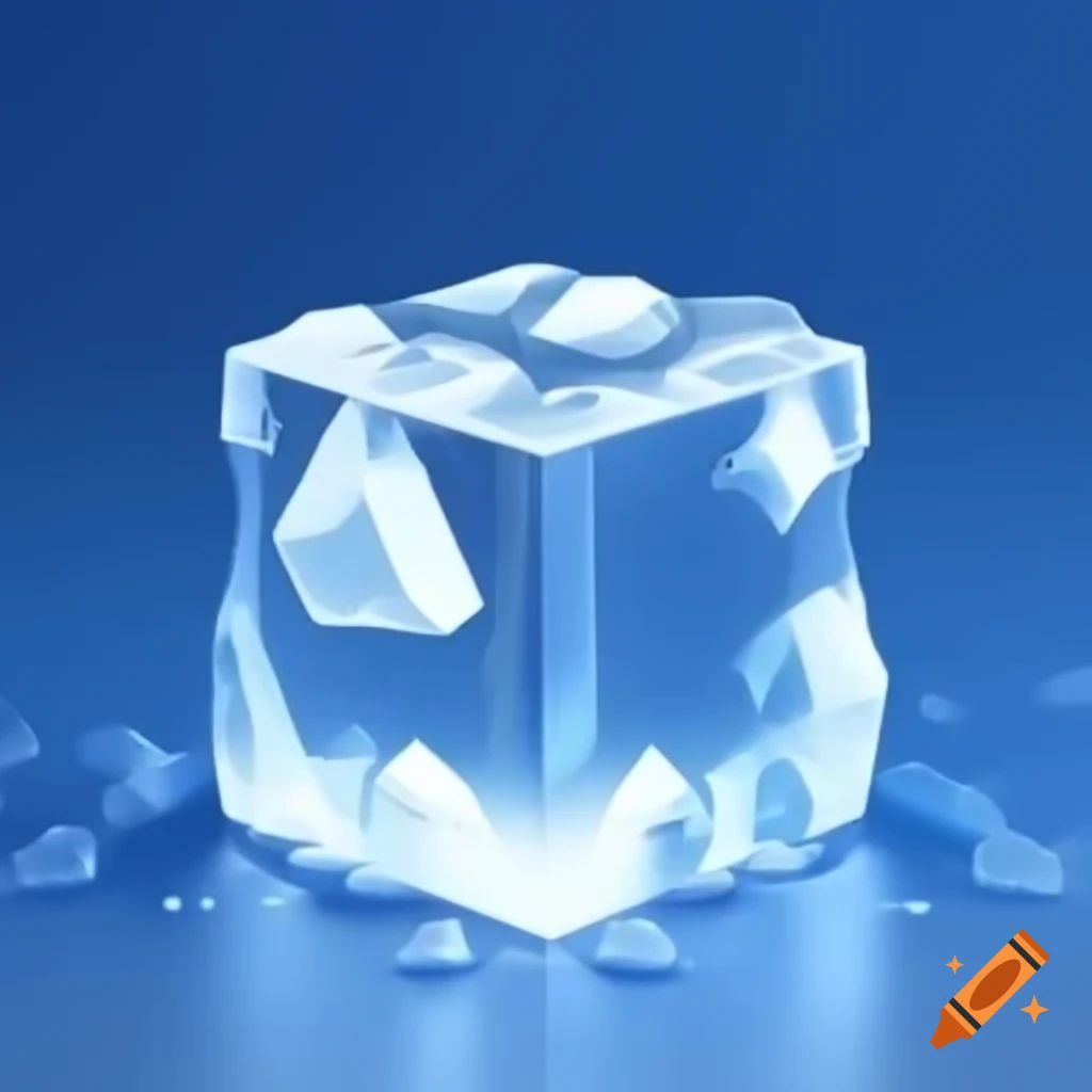 3d ice cube design in transparent style on Craiyon