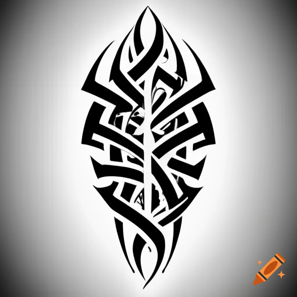 Bold tribal tattoo design featuring the word 'MAGIC' in vertical ...