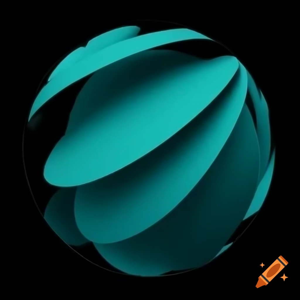 Abstract linkedin cover image featuring multi-dimensional sphere in deep teal and aqua on Craiyon