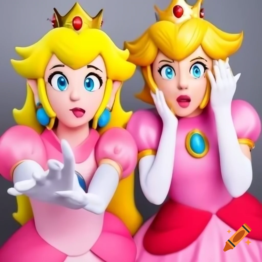 Princess Peach and Link in pink ballgowns, Link with bold makeup and ...