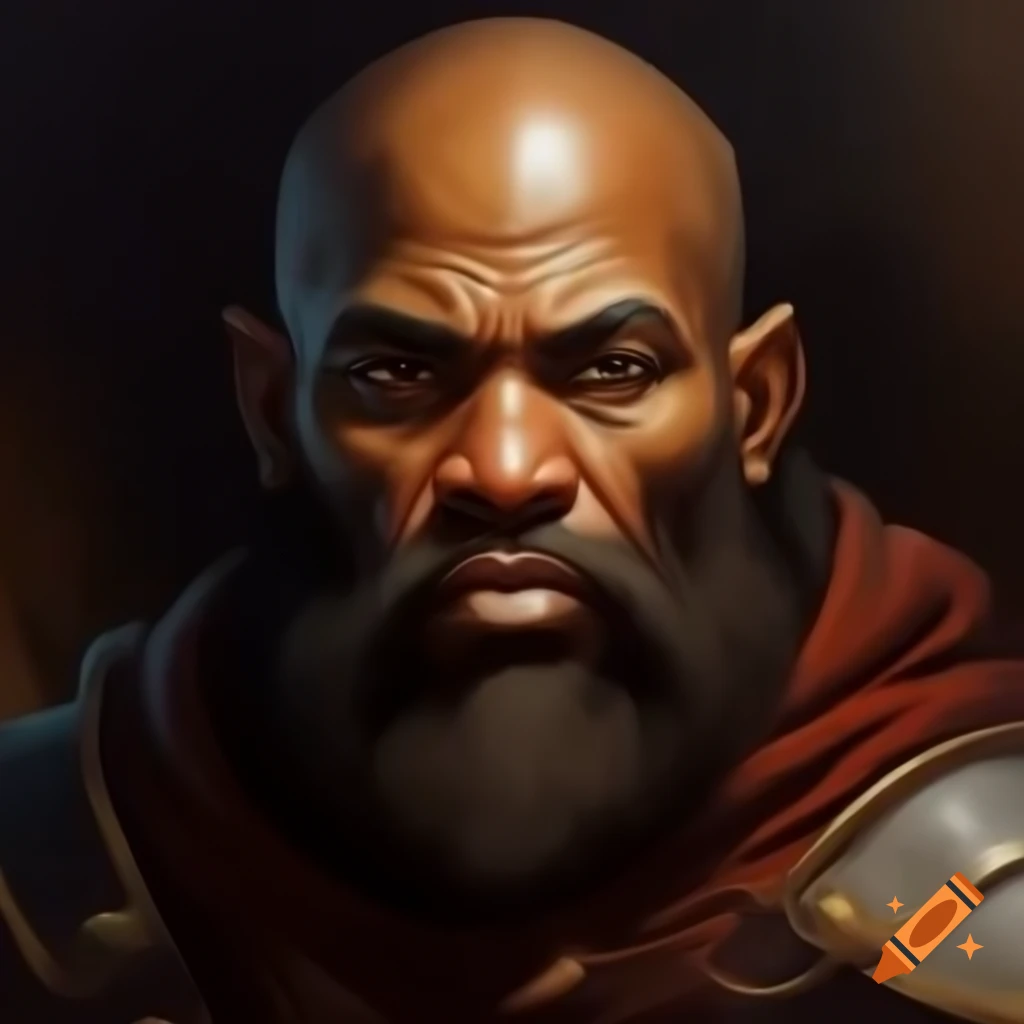 Realistic portrait of a bald african american dungeons and dragons ...