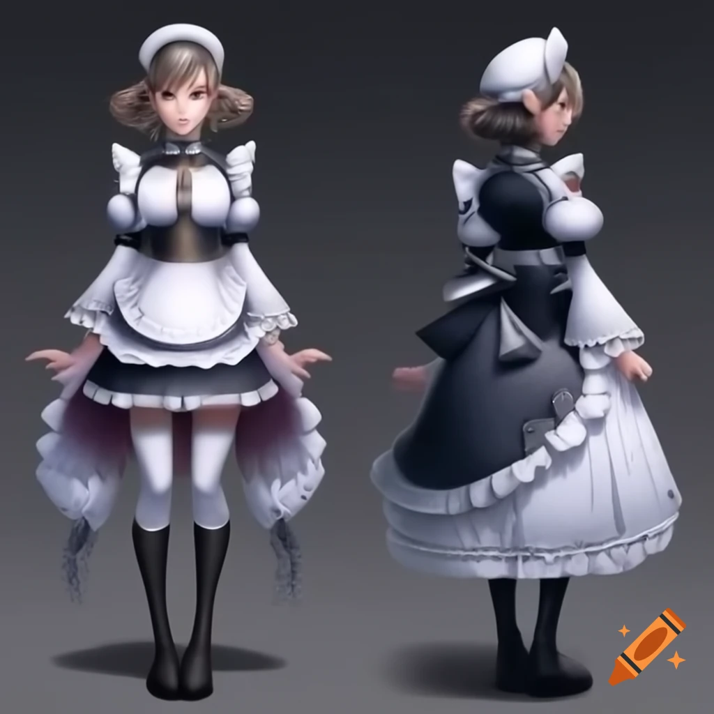 Fantasy maid outfit with padded gambeson in petrol blue and pearl gray ...