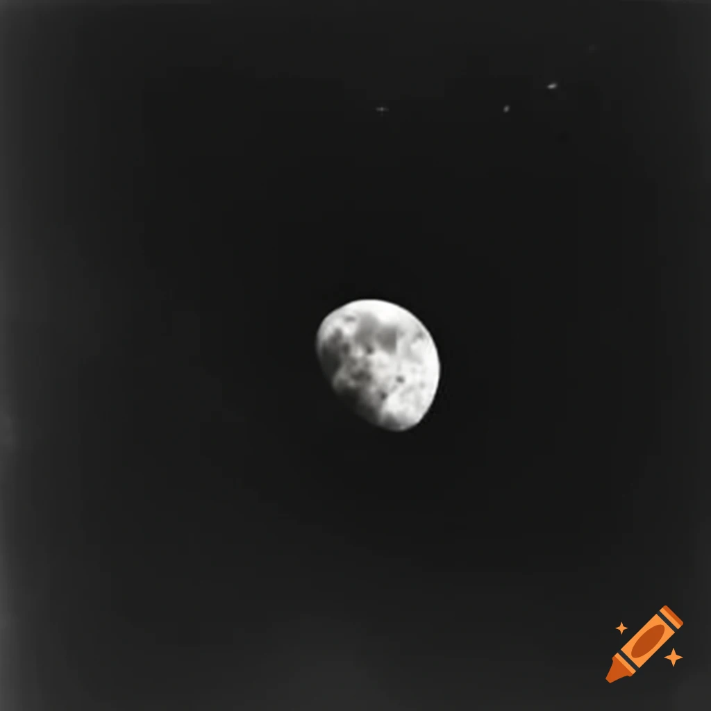1960s grainy black and white photograph of the moon in space on Craiyon
