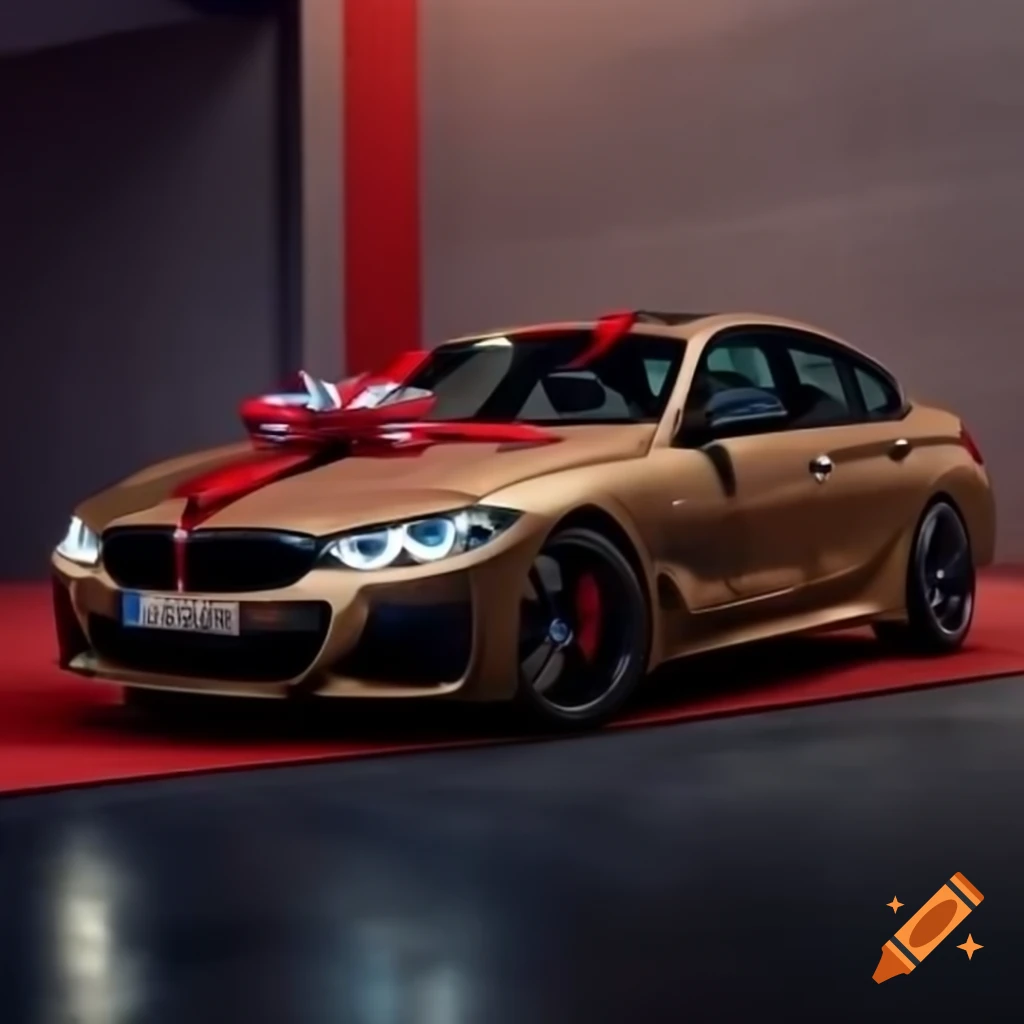 Gift wrapped BMW car on Craiyon