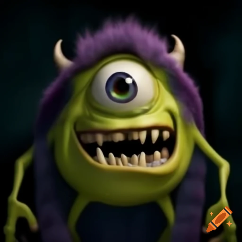 Mike Wazowski from Monsters Inc in a scary style on Craiyon