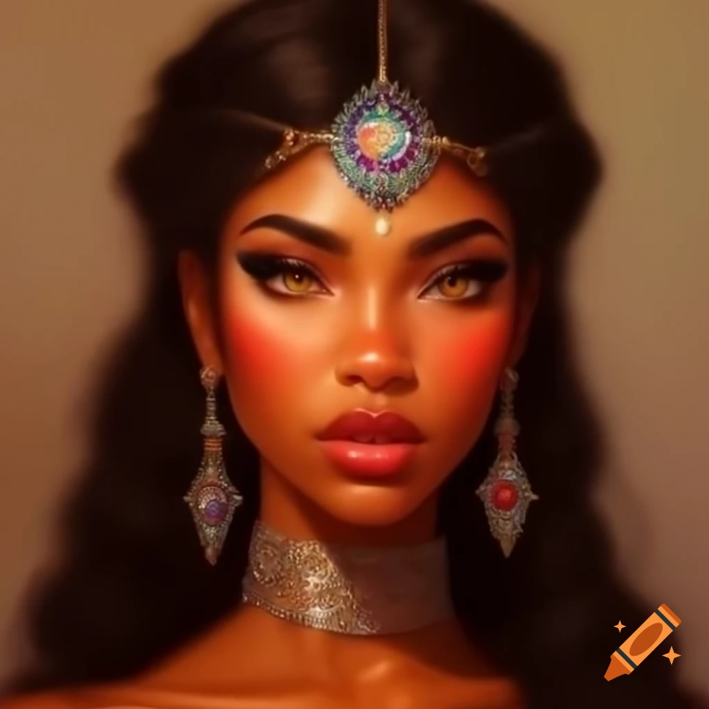 Bright queen in elegant dress with long hair on Craiyon