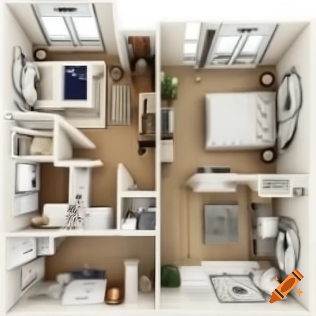 Architectural model of a two-floor house with detailed room ...