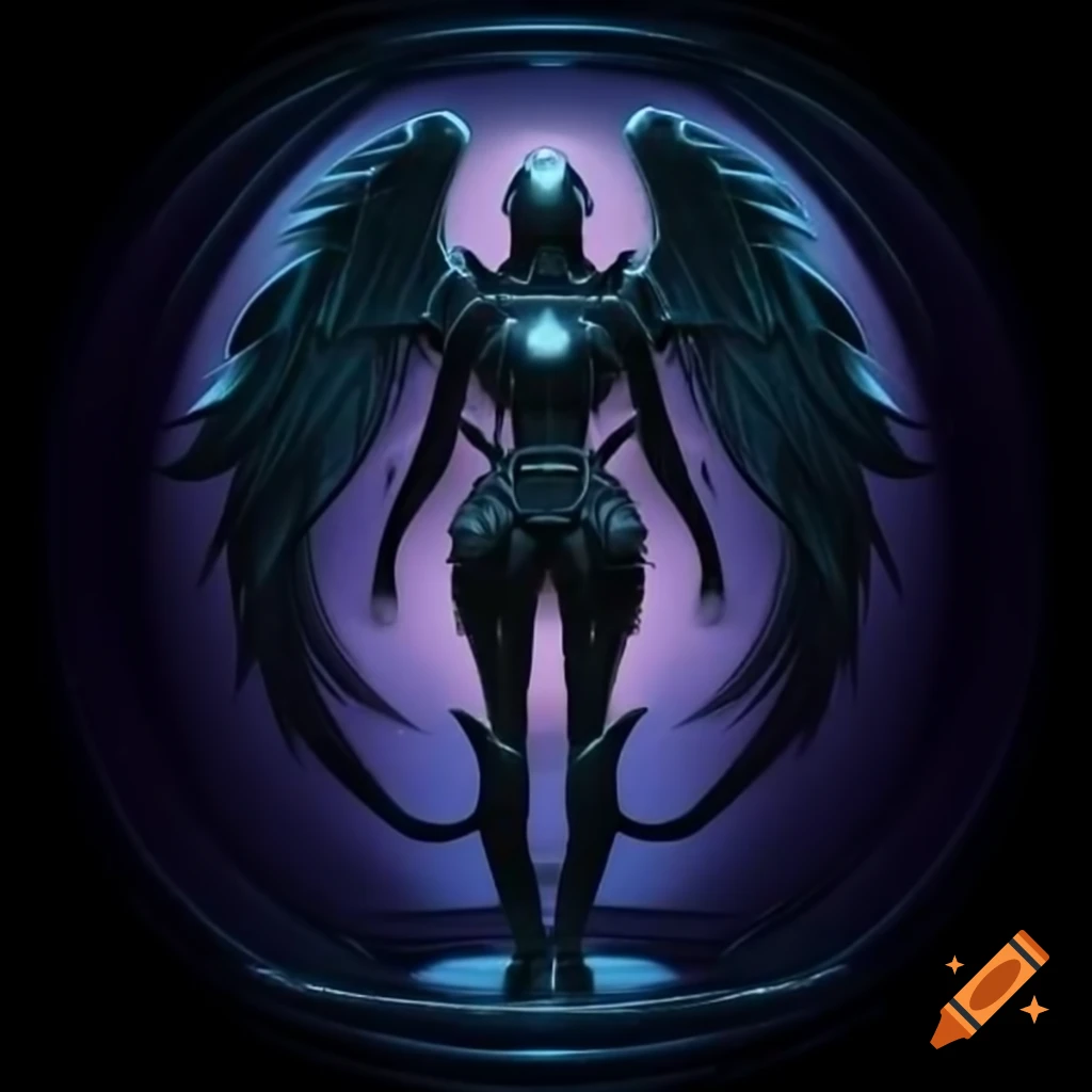 Metallic angel design inspired by clockwork against colorful backdrop ...