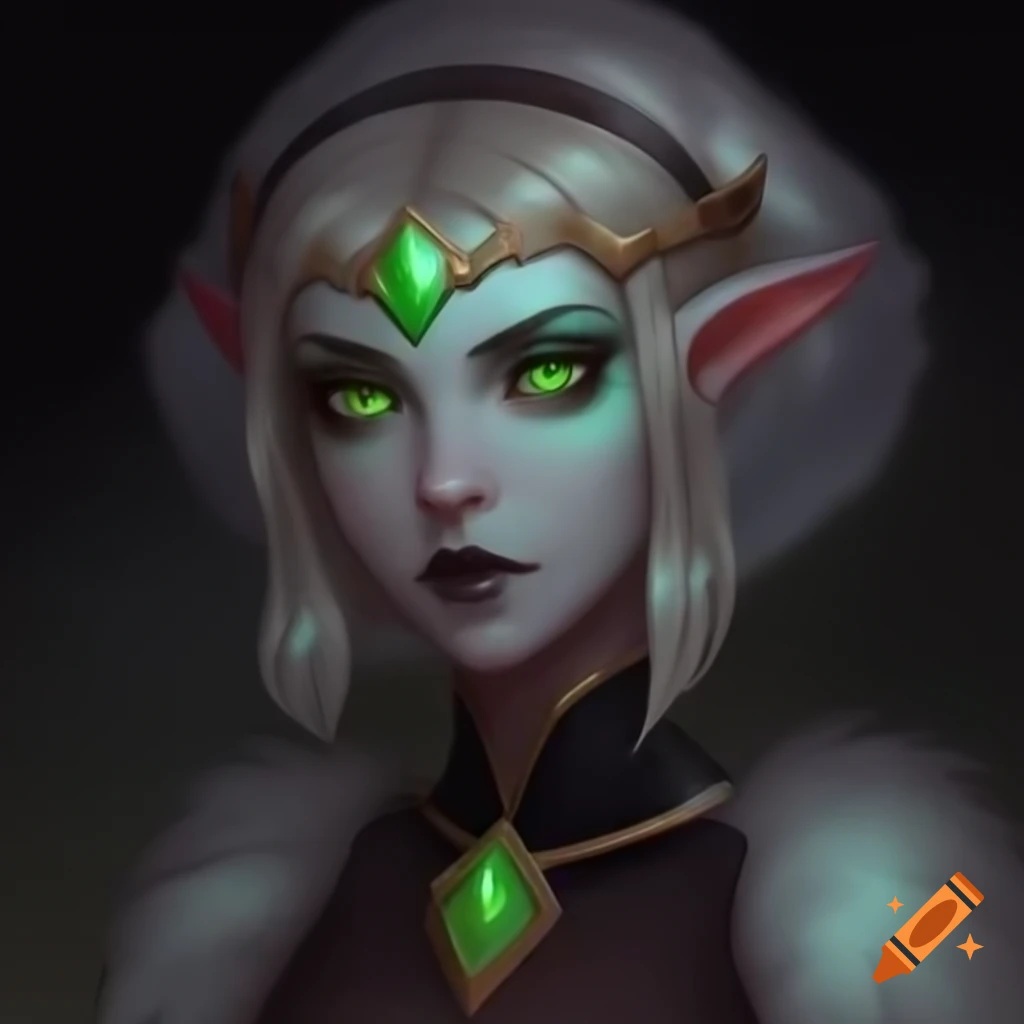 Viera woman with dark skin and emerald eyes in medieval fantasy setting ...