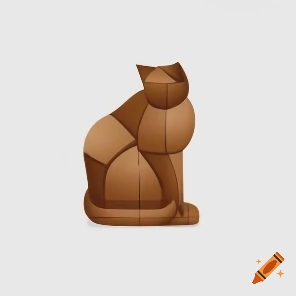 Cubist sculpture of a cat made from rough painted wood on Craiyon