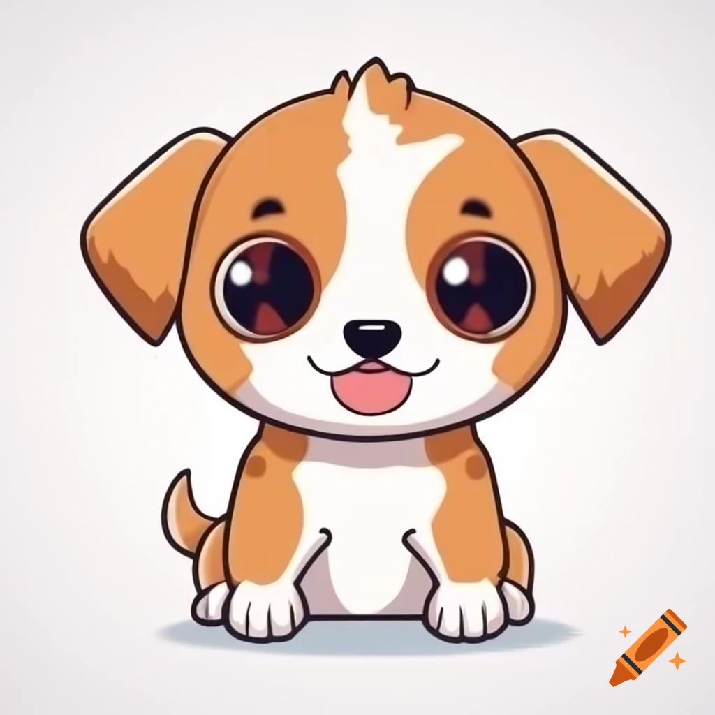 Cute round puppy with oversized eyes and playful expression on Craiyon