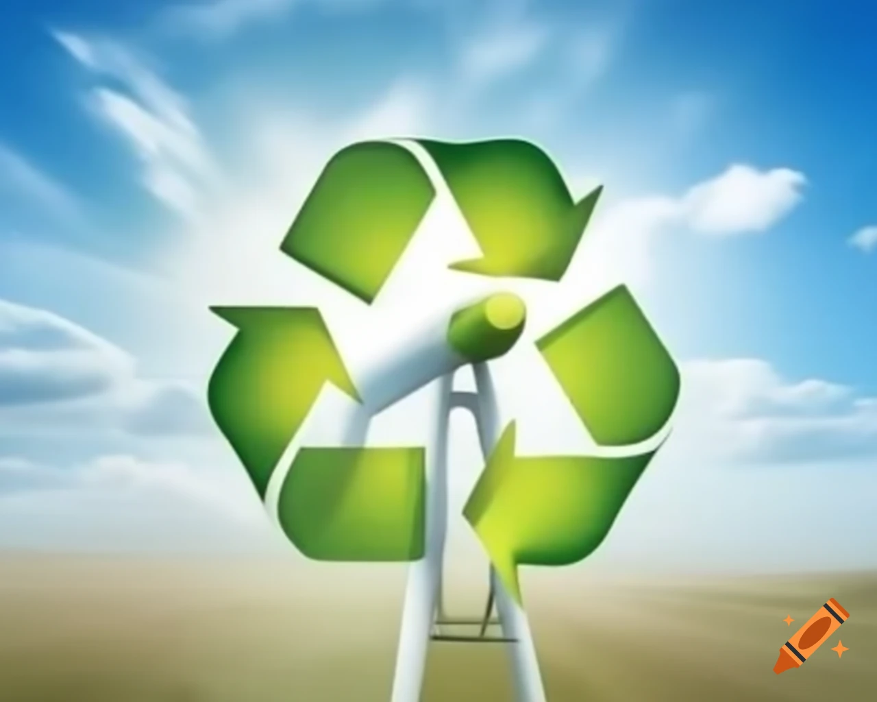 Windmill within recycling logo symbolizing sustainable energy on Craiyon