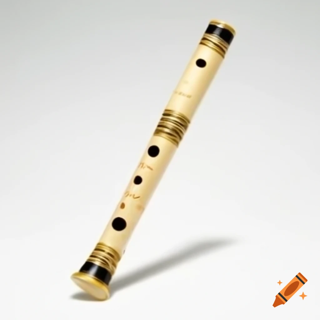 Finely decorated ivory flute with gold inlay and filigree on Craiyon